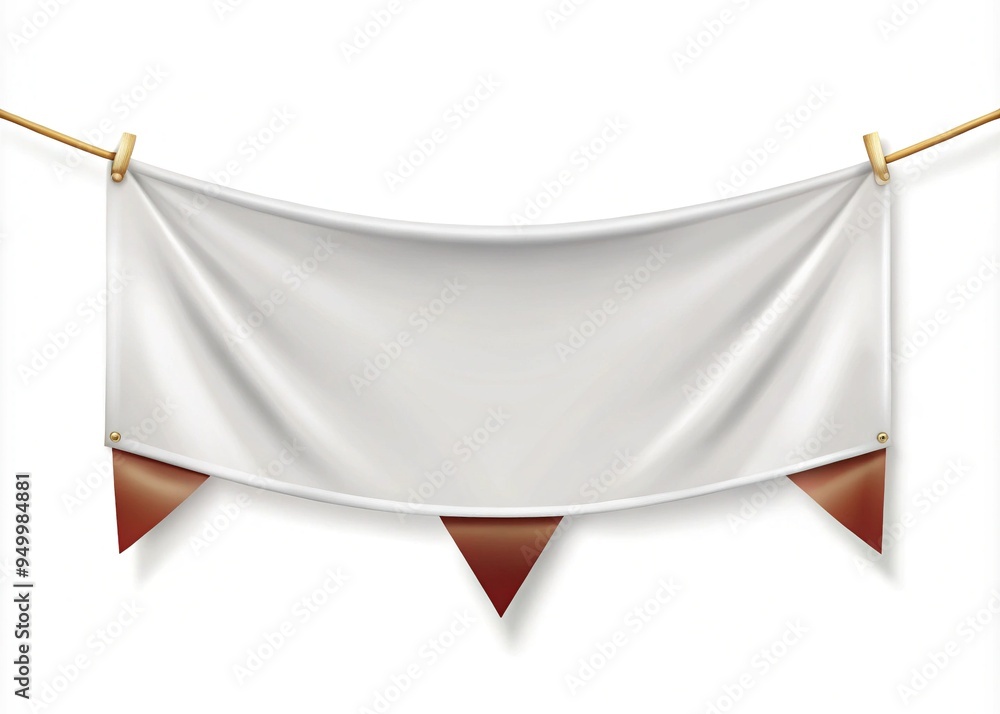 A customizable pennant banner design isolated on a white background ...
