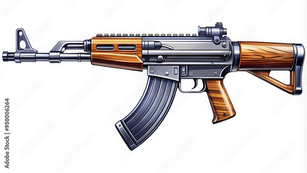 A detailed illustration of a notorious selective-fire assault rifle ...
