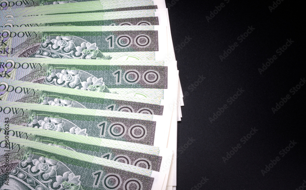 Polska waluta, banknoty sto złotych Stock Photo | Adobe Stock