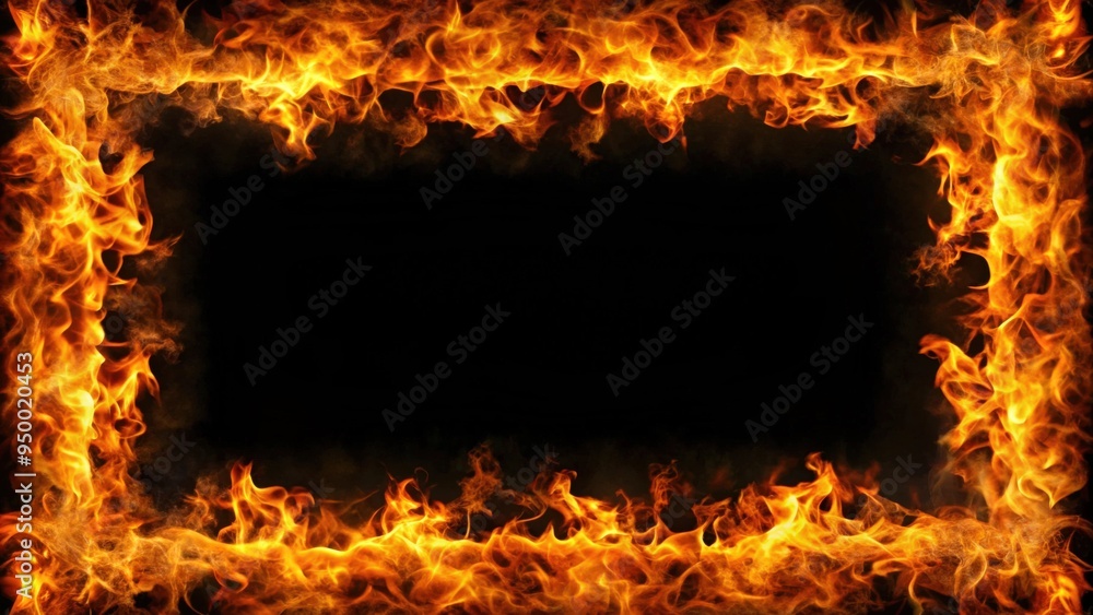 Burning fire flames frame border with texture isolated, fire, flames ...