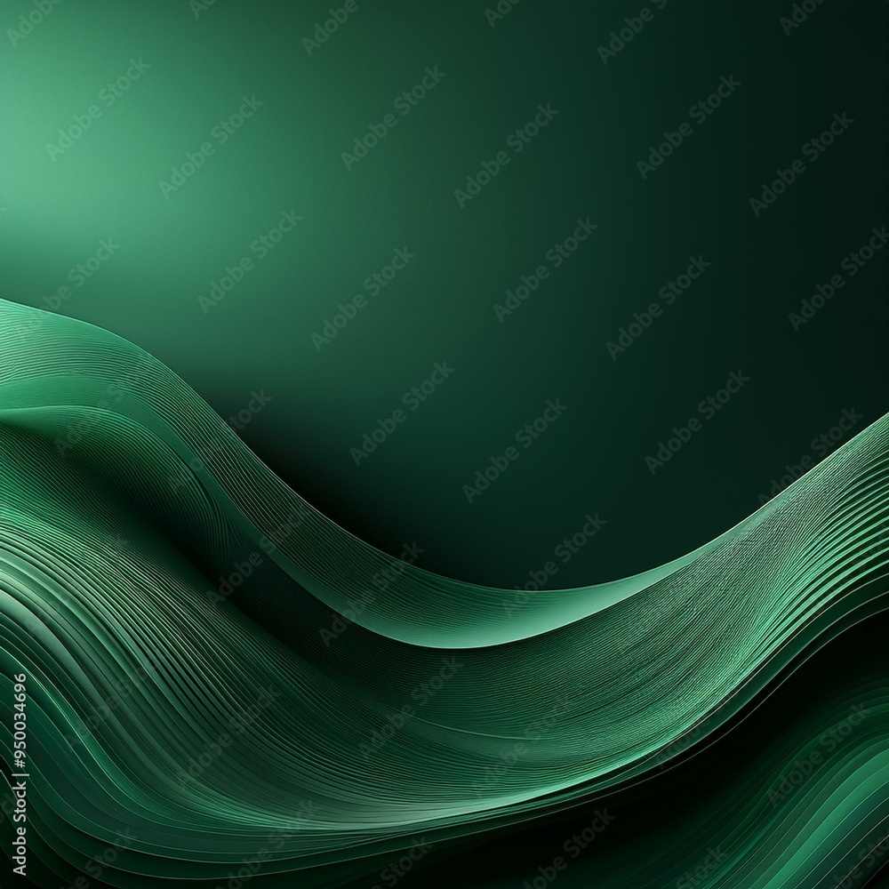 An empty background with a dark green gradient, smooth waves and a ...
