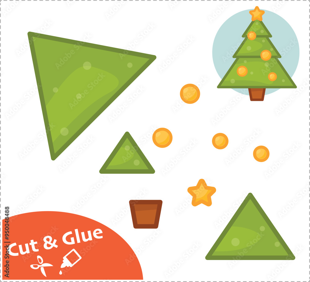 Cut and Glue Worksheet. Christmas tree. Scissors practice for ...