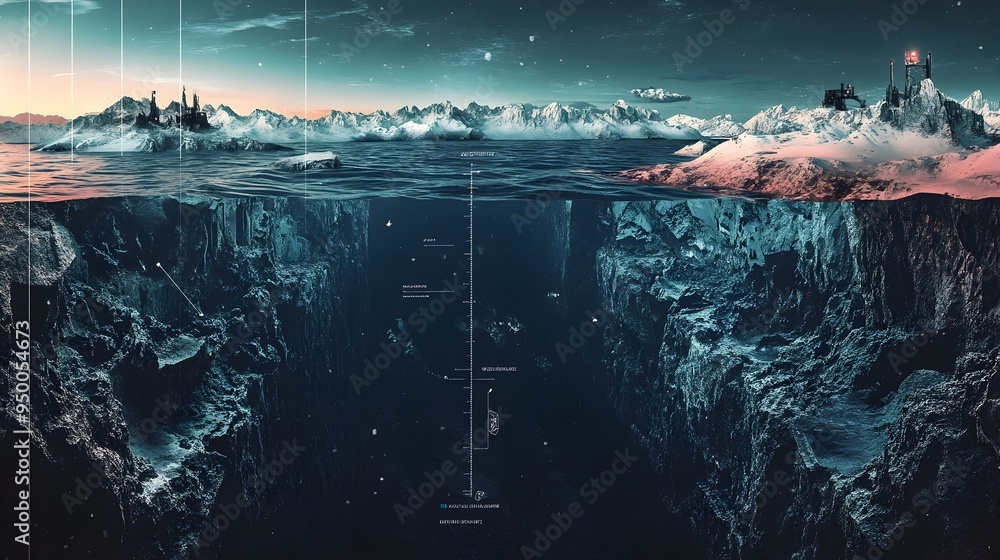 ภาพประกอบสต็อก Infographic Comparing the Depths of Major Oceanic ...