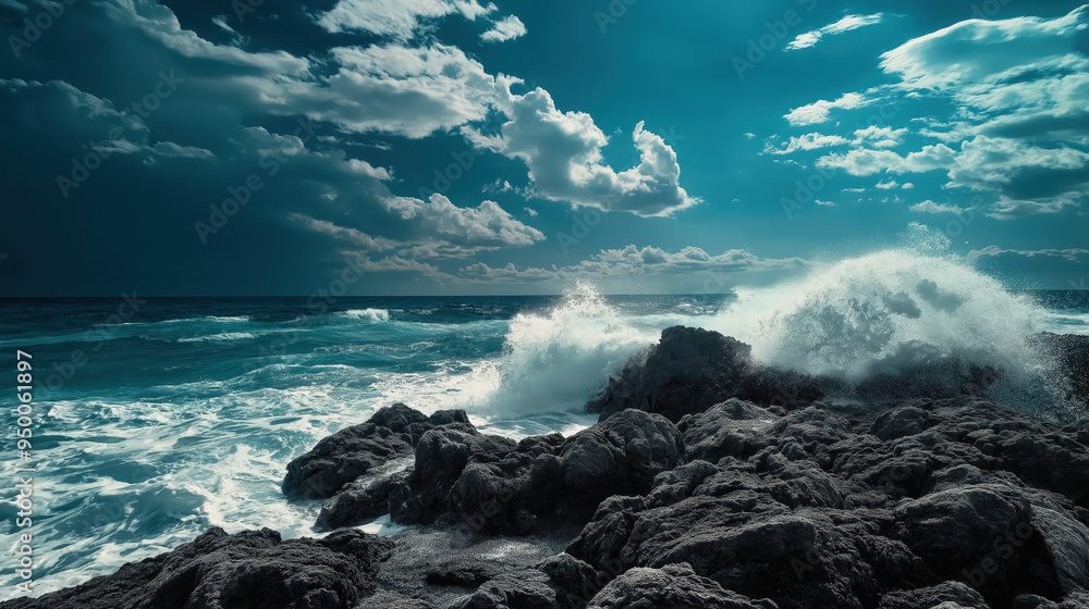 Surging waves and seaside cliffs, beautiful scenery wallpaper, perfect ...