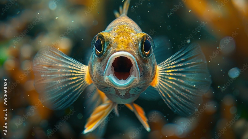 Surprised Fish with Wide Open Mouth and Big Eyes - Front View Stock ...