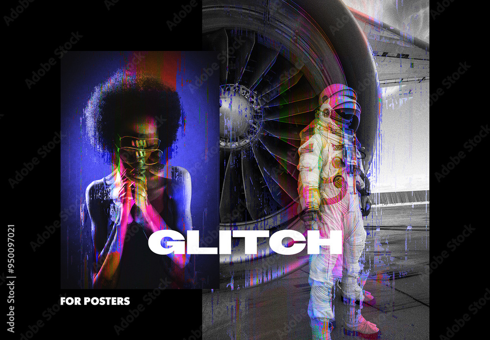 Glitch Poster Photo Effect Mockup Stock Template | Adobe Stock