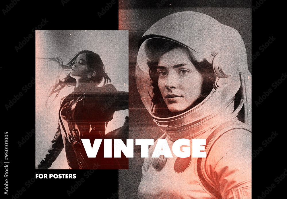 Vintage Halftones Poster Photo Effect Mockup Stock Template | Adobe Stock