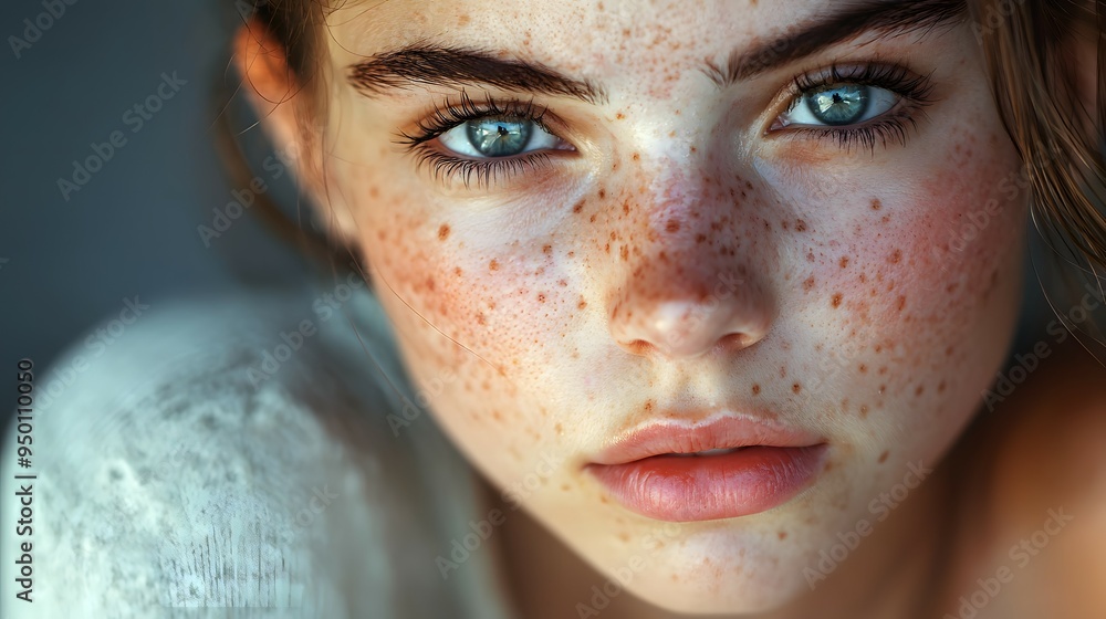 Confident woman with acne marks. Acne Positivity Day. Embracing self ...