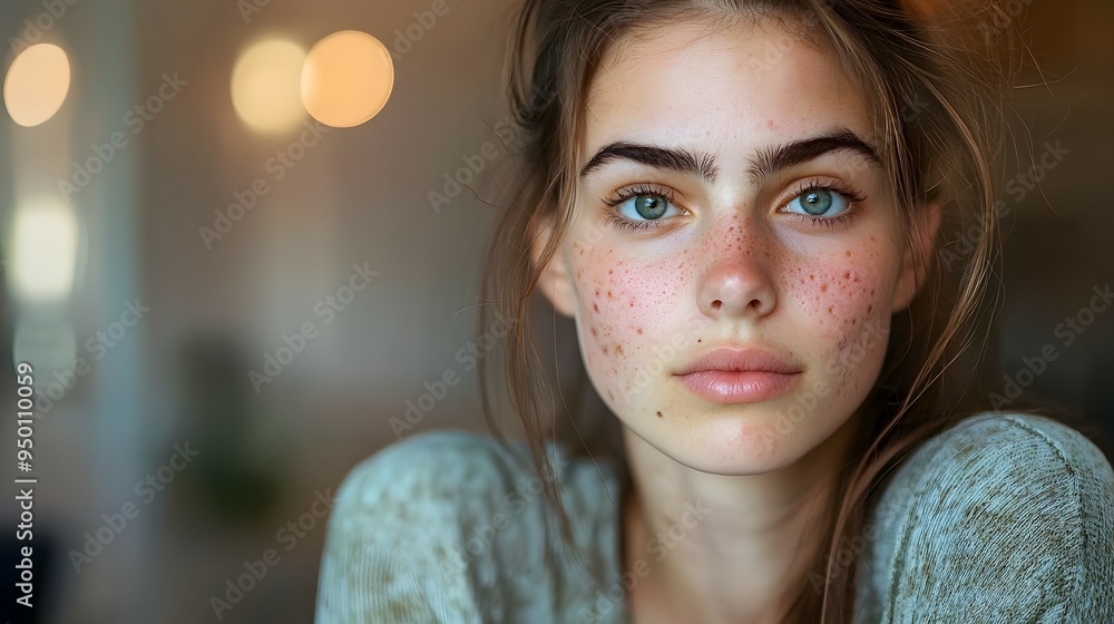 Acne Positivity Day. Young woman embracing her skin with confidence ...
