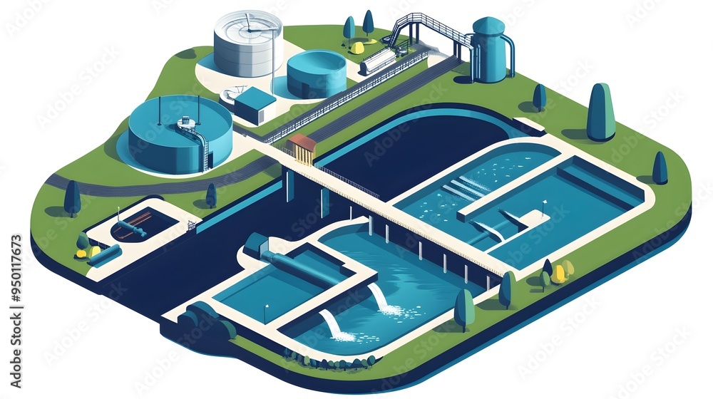 Detailed of Waterworks Infrastructure Layout Including Pipes Valves and ...