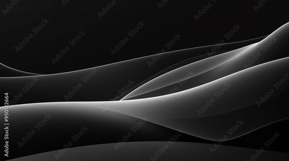 Abstract black grey white shade gradient background with wavy seamless ...