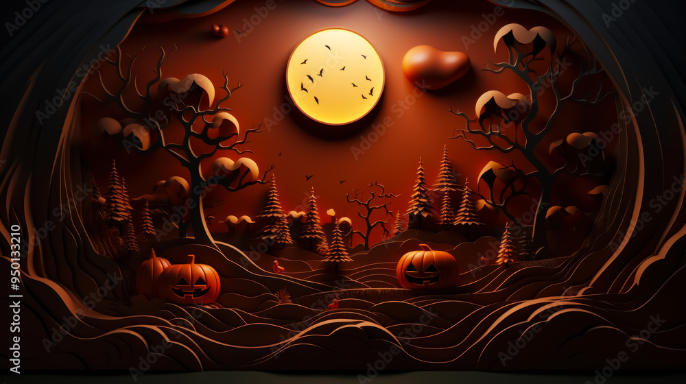 Horror-filled night with menacing pumpkins and a blood-red moon ...