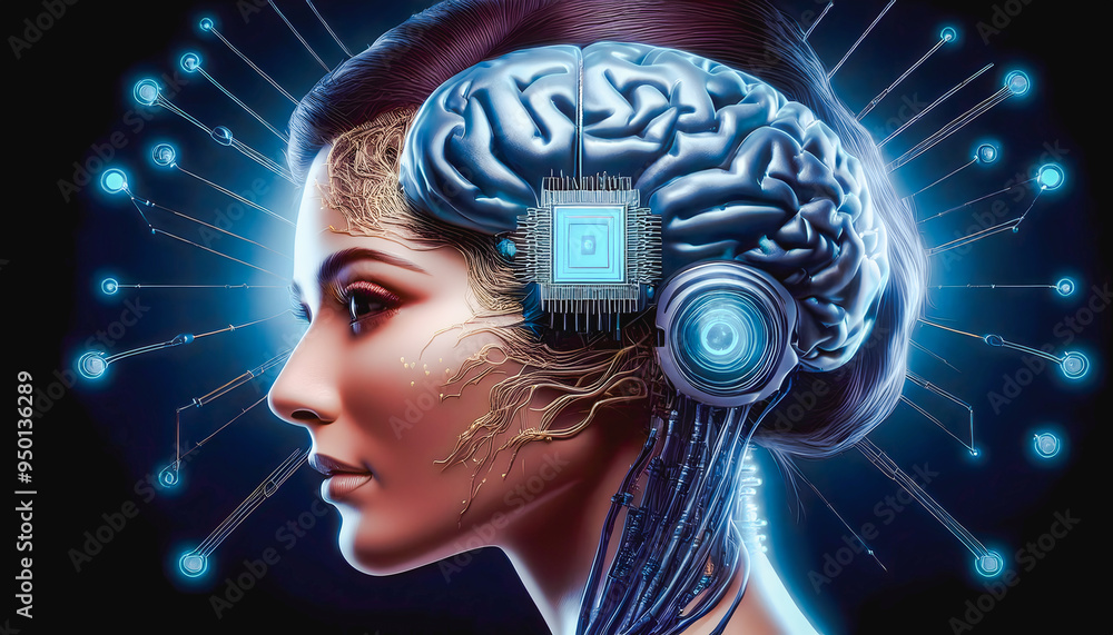 fusion of humanity and technology, exploring themes of artificial ...