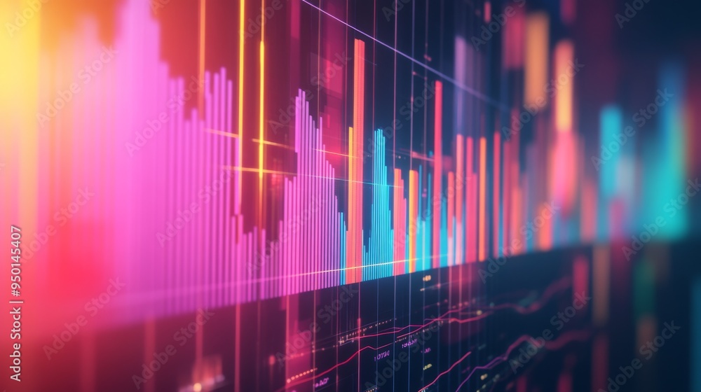 A dynamic 3D bar chart with animated bars rising and falling ...
