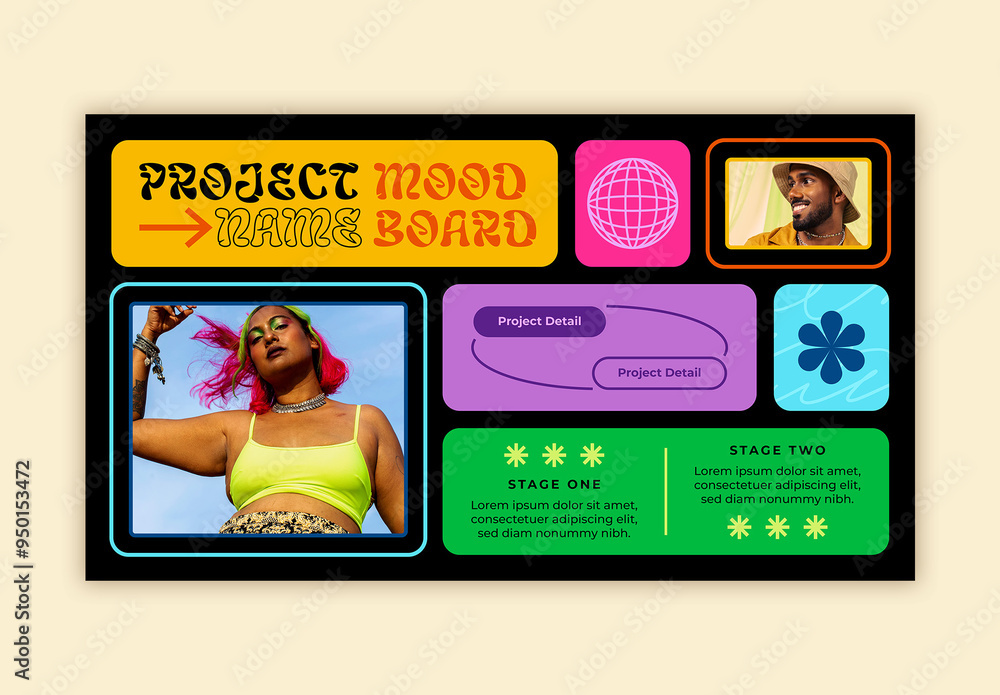 Bento Box Style Project Moodboard Stock Template | Adobe Stock