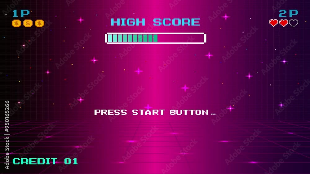 PRESS START. pixel art .8 bit game. retro game. for game assets .Retro ...