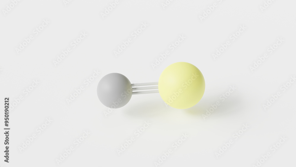 carbon monosulfide molecule 3d, molecular structure, ball and stick ...