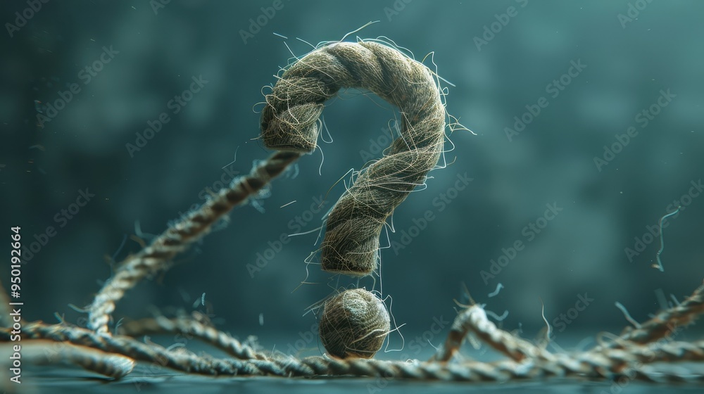 Tangled strings forming a question mark symbolize the complexities of mental health solutions ...
