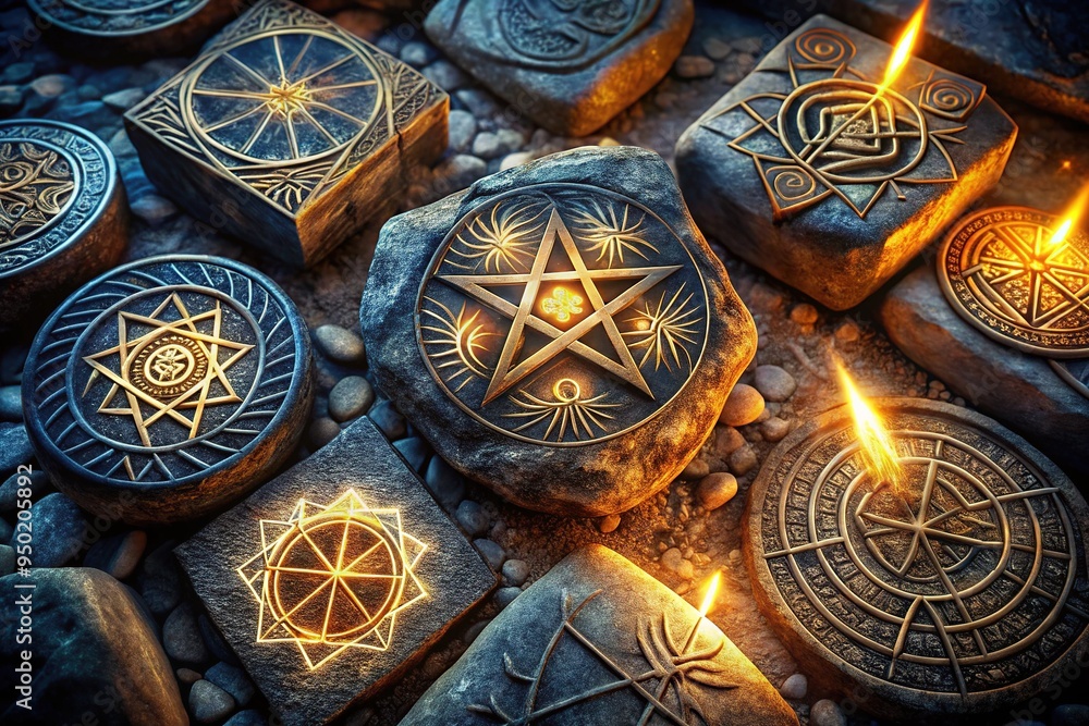 Ancient stone inscriptions, imbued with mystical energy, unveil cryptic ...