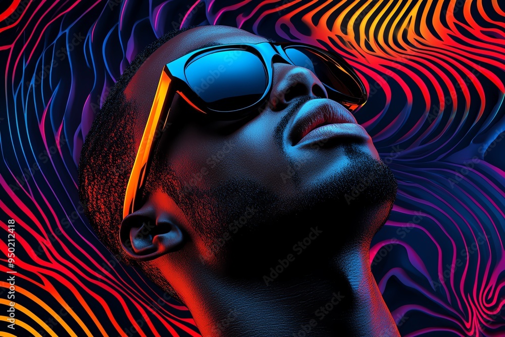 80s style pop music album cover with vibrant, abstract designs ...