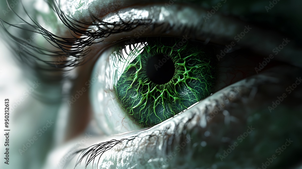 Emerald Gaze: A mesmerizing close-up of an eye, its iris a vibrant ...