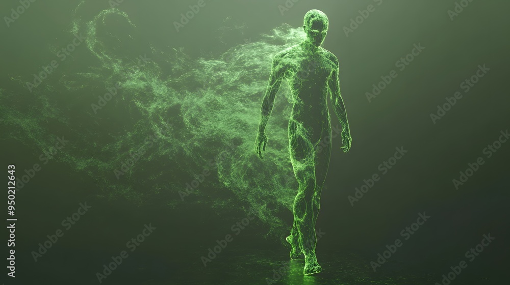 Spectral Being: A haunting silhouette of a spectral figure emerges from ...