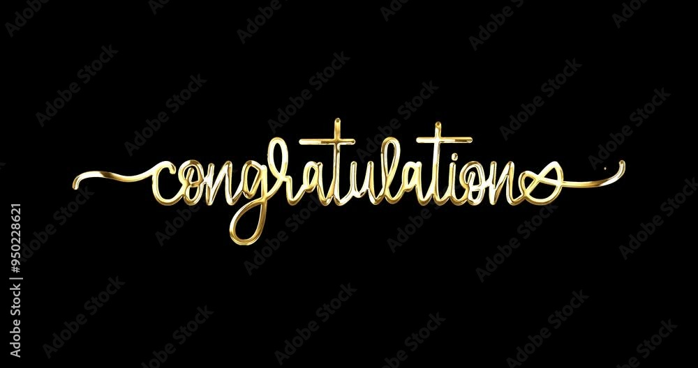 'Congratulations' animation text with luxury texture. Handwritten ...