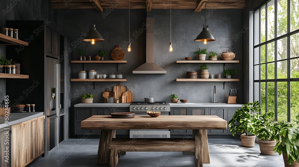 Rustic Industrial Kitchen: A modern, industrial kitchen design with ...