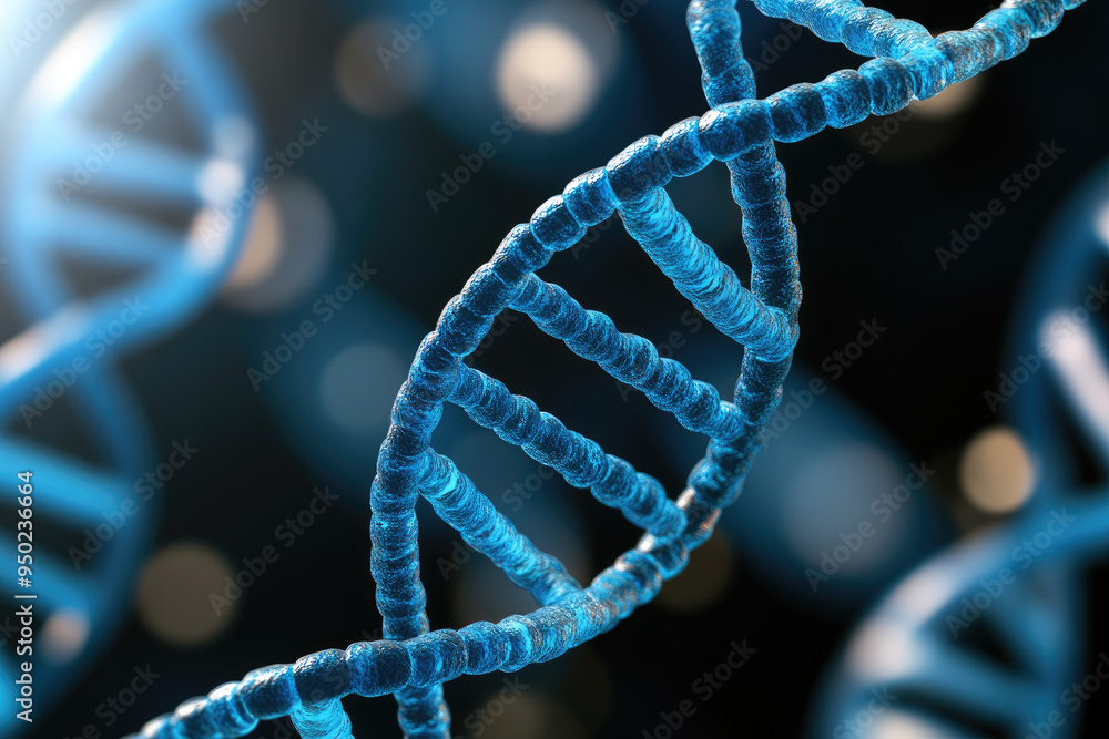 Molecular Blueprint of Life, intricate blue double helix structure ...