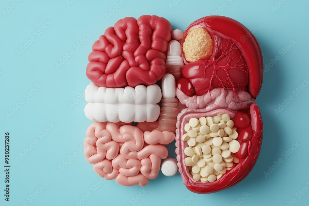 Anatomical Model of Human Organs, vibrant representation showcasing ...