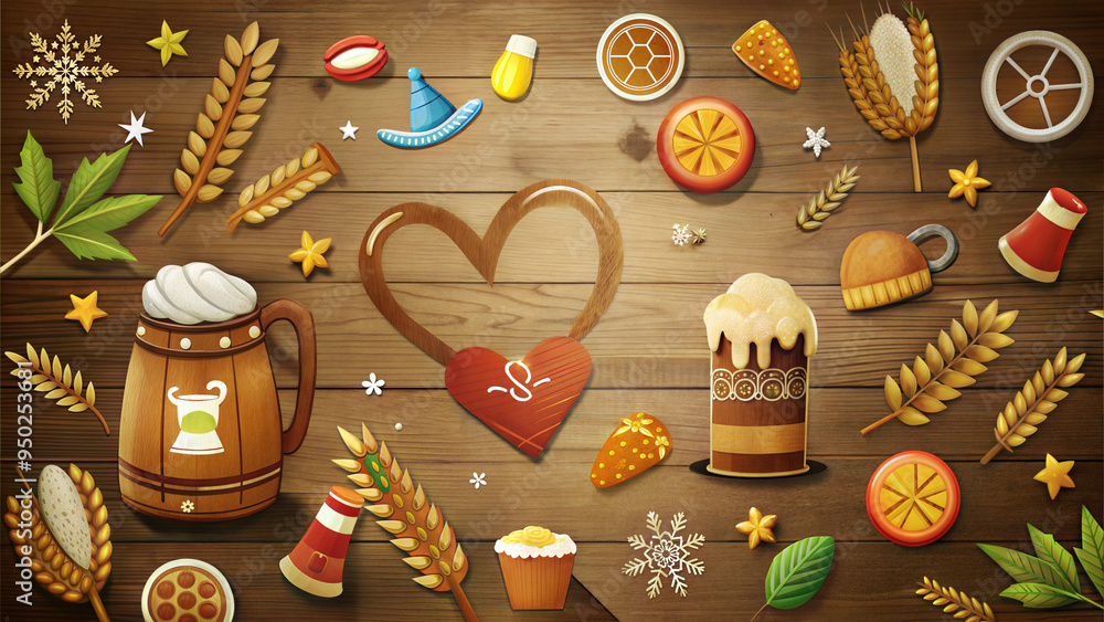 Collage background featuring Oktoberfest symbols, representing the ...