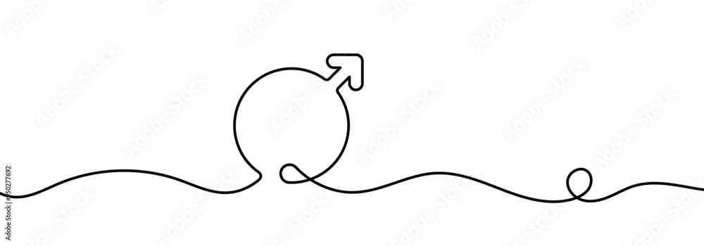 Male gender symbol illustration. Male gender continuous line art ...