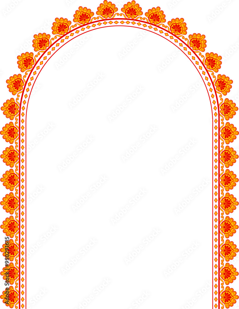Durga Puja Banner with Arch, Decorative Frame, and Festive Border ...