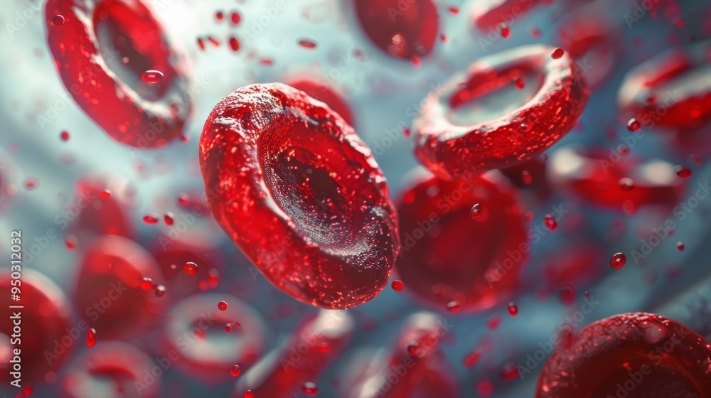 red blood cells in a blue background. Concept of chaos and disorder, as ...