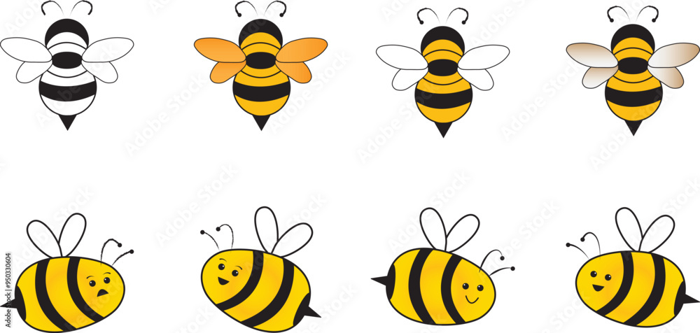 bumble-bee with honey and bee. fly vector bee logo, honey illustration ...