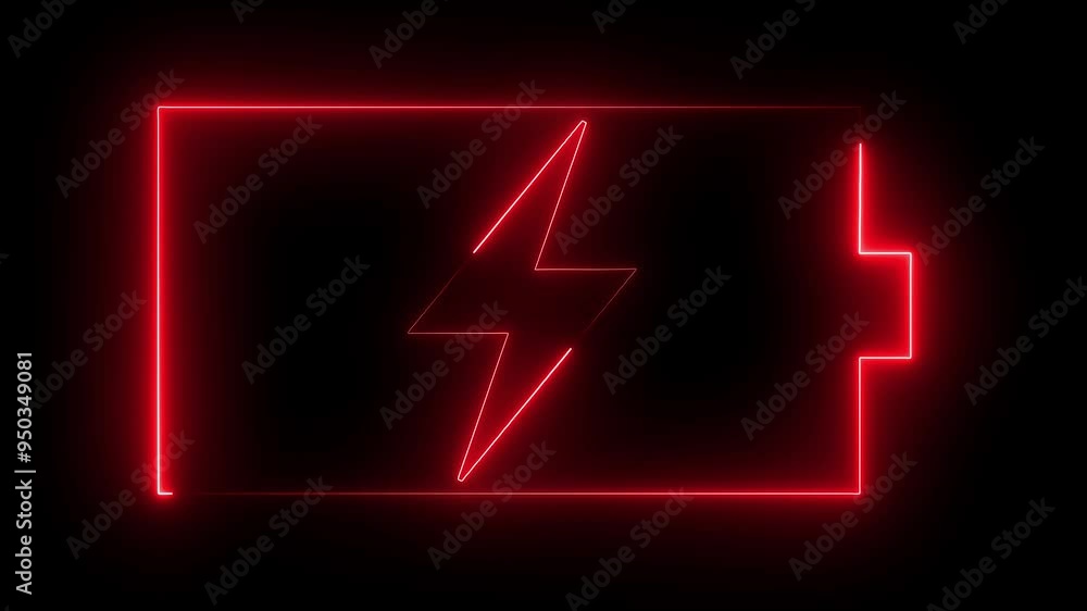 Lightning blinking bolt symbol Neon glowing battery charging icon. Neon ...
