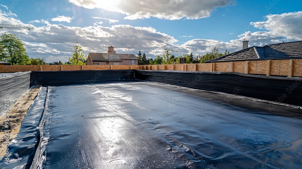 Waterproofing and insulation at construction site, waterproofing ...