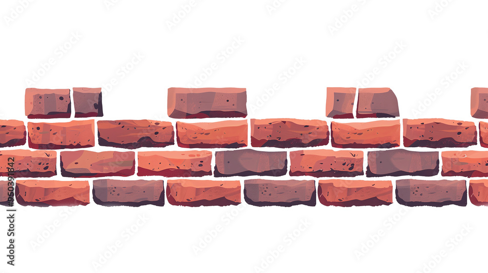 A flat style illustration of a brick edging forming a horizontal ...