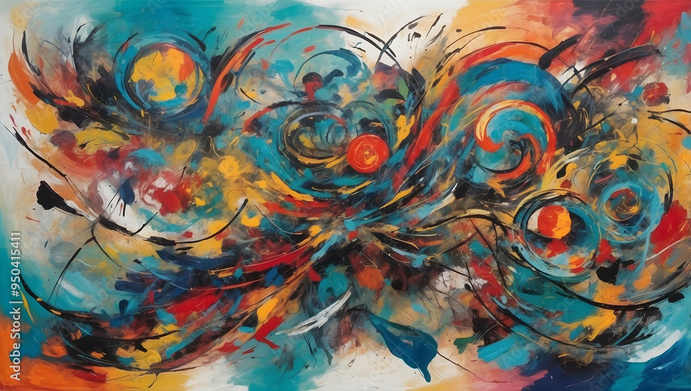 Chromatic Fury: An explosion of vibrant hues and gestural strokes, this ...