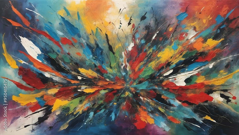 Chromatic Fury: An explosion of vibrant hues and gestural strokes, this ...