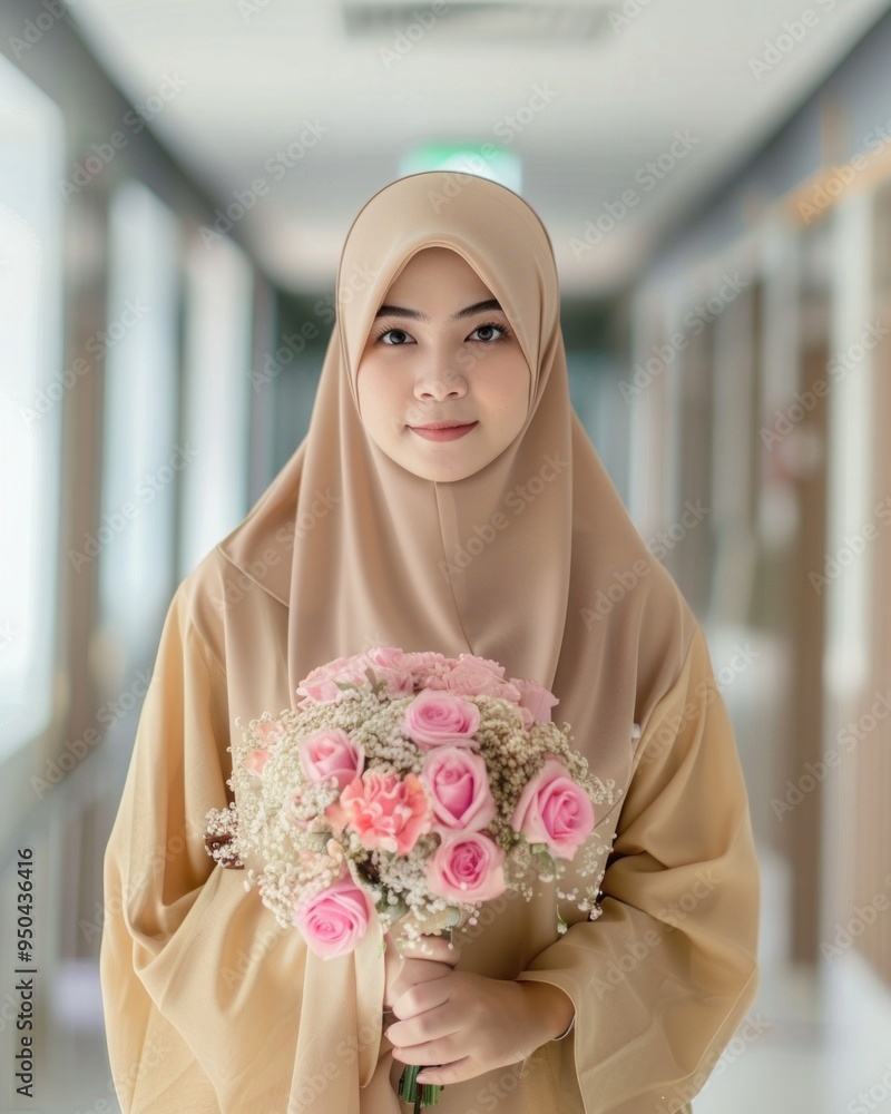 Beautiful Asian Muslim woman wearing Earth tone color abaya and hijab ...