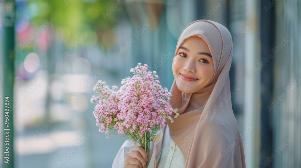 Beautiful Asian Muslim woman wearing Earth tone color abaya and hijab ...