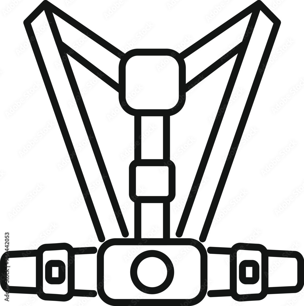 Simple black and white line art depicting a baby harness, ideal for ...