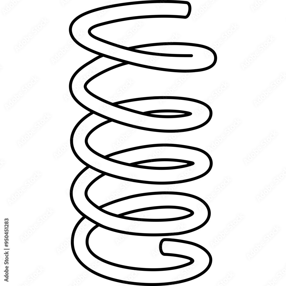 Coil compression spring symbol, isolated on white background. Sturdy ...