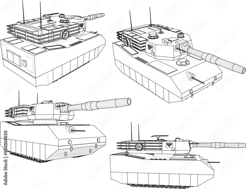 Vector sketch illustration design of a panzer tank war vehicle with a ...