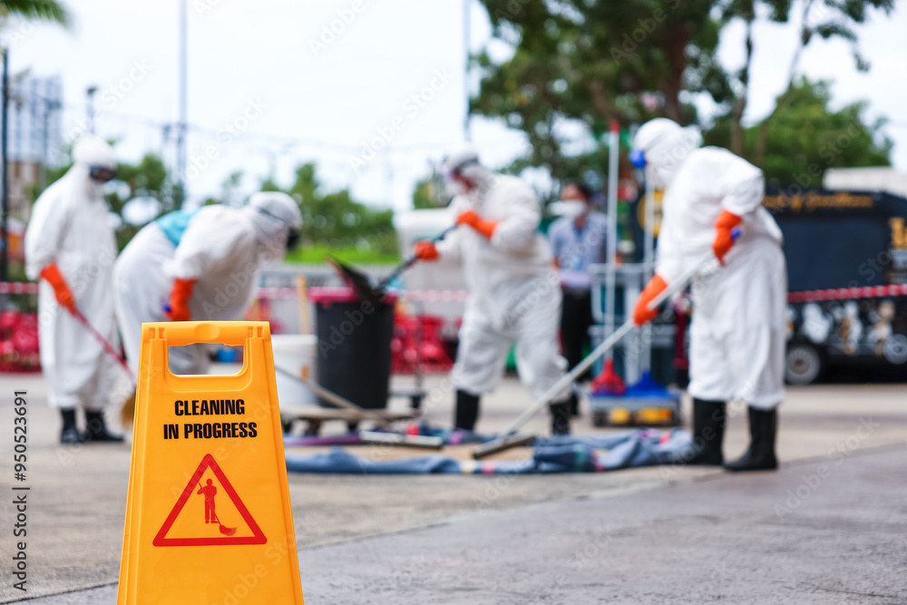 Area Closed Warning Sign for Chemical Spill Clean-up, Dangerous Zone ...