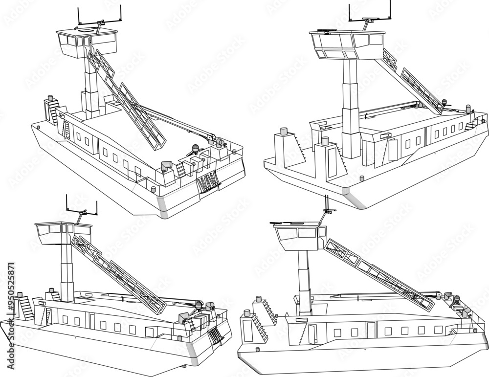 Vector sketch illustration of enemy aircraft tracking radar warship ...