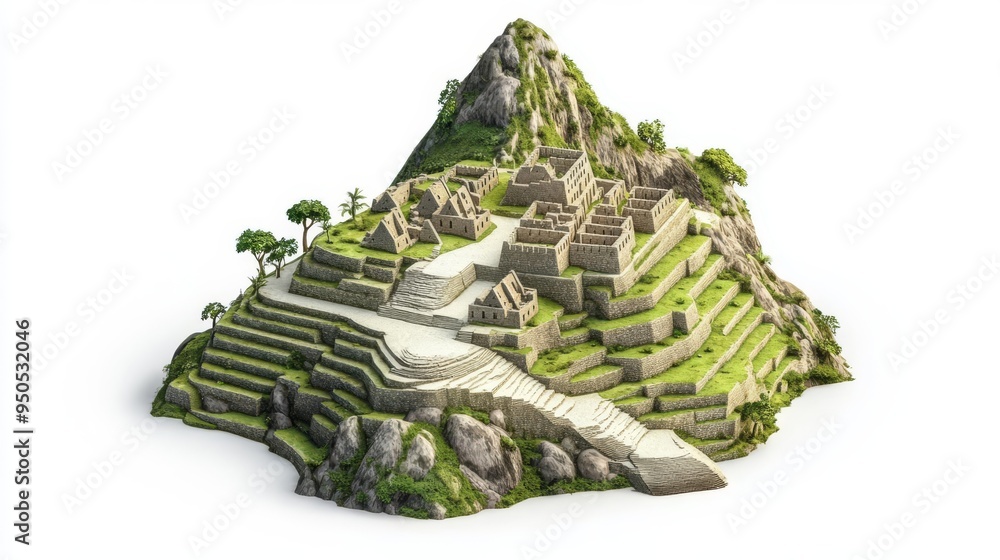 A detailed 3D model of the ancient Machu Picchu archaeological site ...