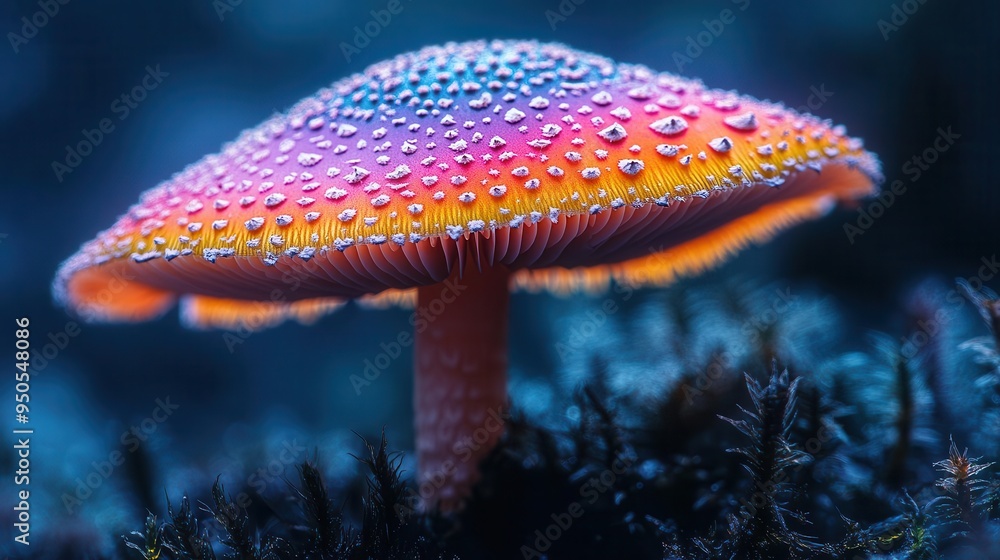 macro photograph of iridescent psilocybin mushroom rainbow hues ...