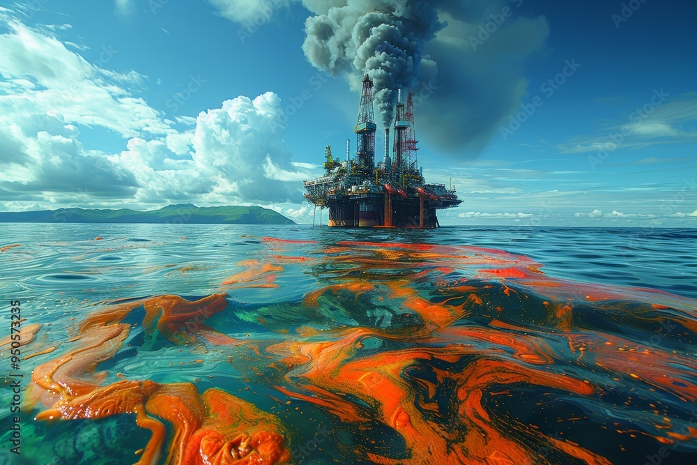 Environmental disaster unfolds: massive oil slick near offshore oil ...